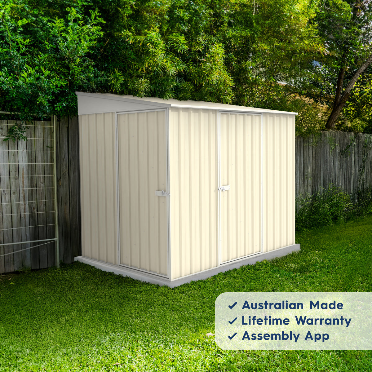 1.52mW x 2.26mD x 2.06mH Garden Shed Narrow Two Door